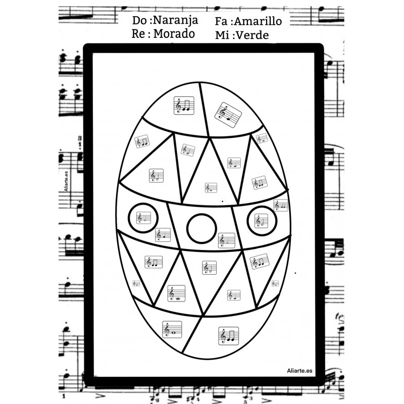 Huevo de Pascua gratuito musicales para colorear notas